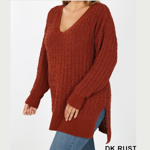 Zenana Outfitters | Sweaters | New Plus Dark Rust Sweater | Poshmark